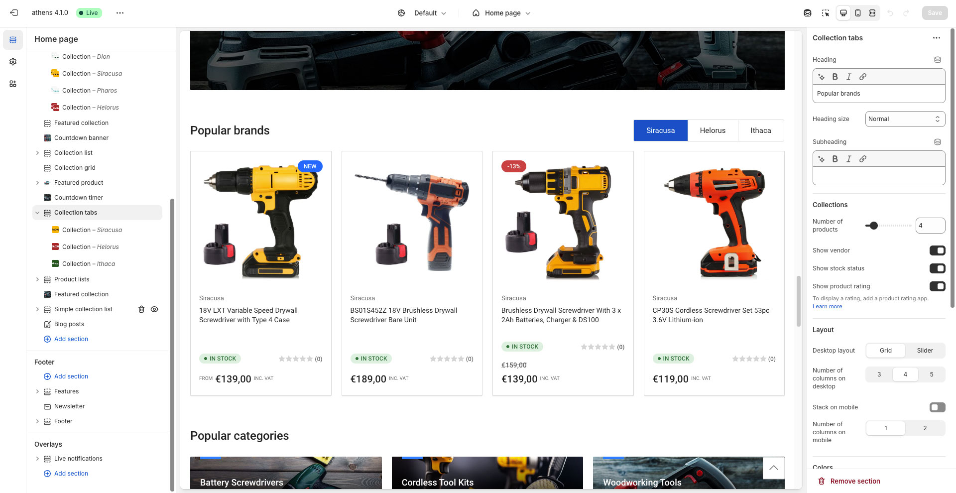 Athens Collection tabs section - Truly Fine Pixels