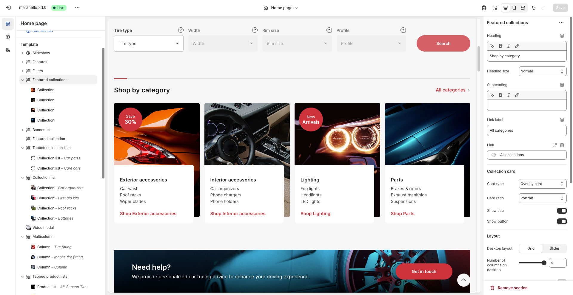 Maranello Featured collections section - Truly Fine Pixels