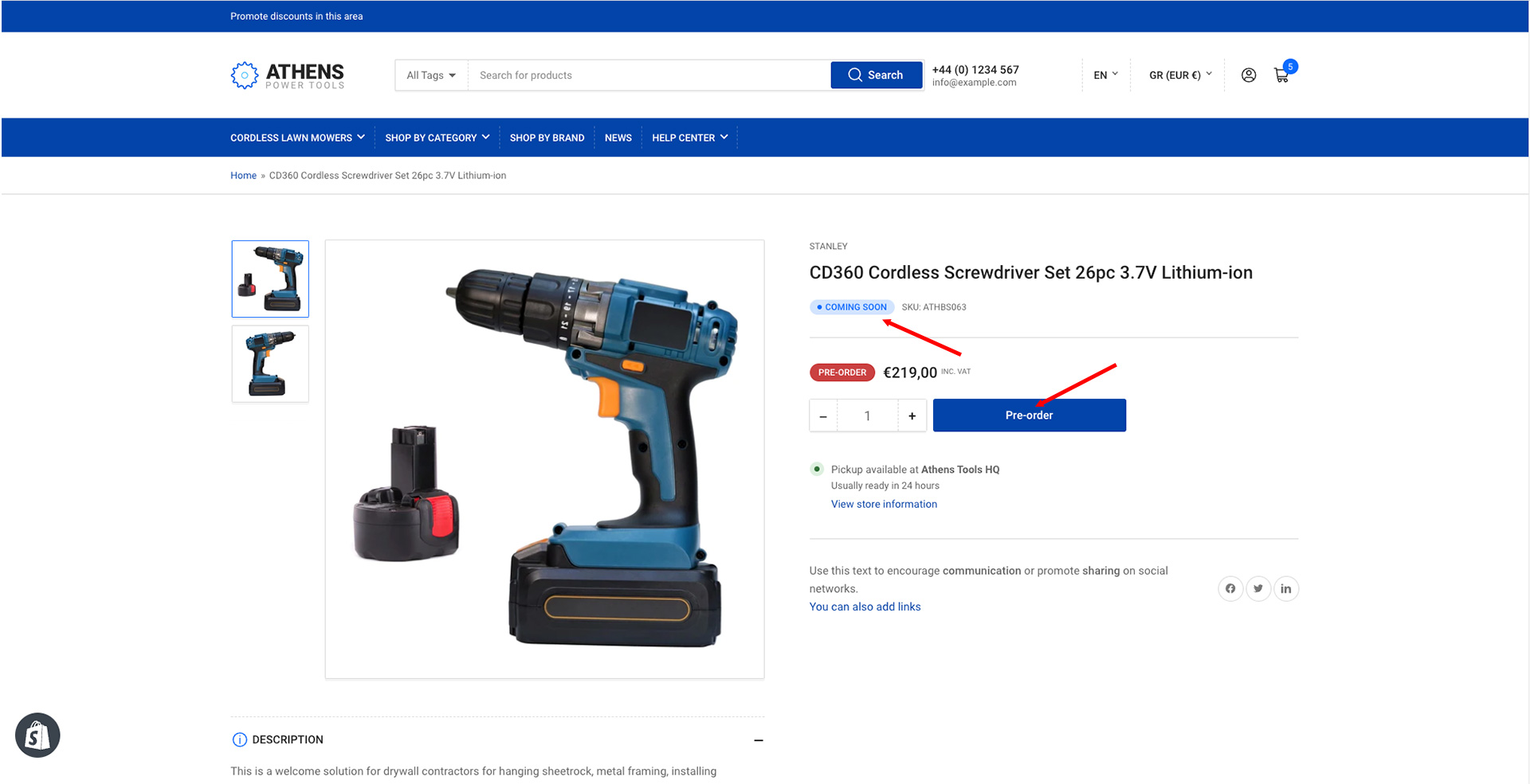 Athens Enabling pre-orders on products - Truly Fine Pixels