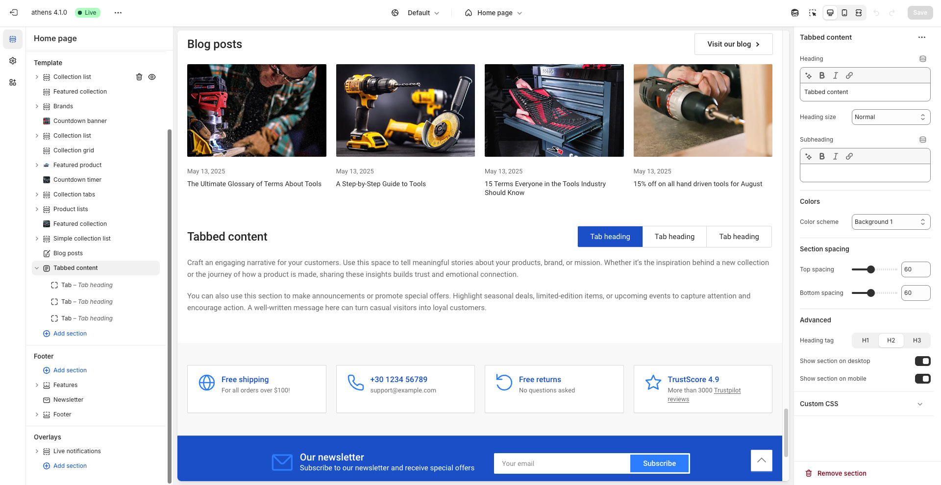 Athens Tabbed content section - Truly Fine Pixels